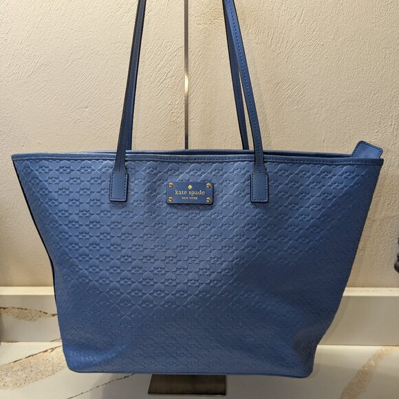 kate spade | Bags | Kate Spade Tote In Cornflower Blue Embossed With ...